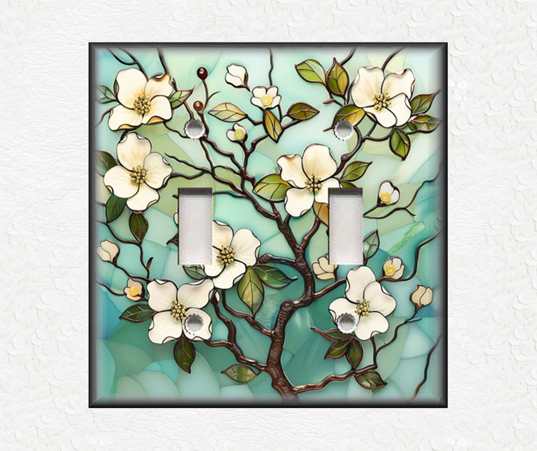 Green Cream Dogwood Tree Branches - Metal Switch Plate Covers and ...