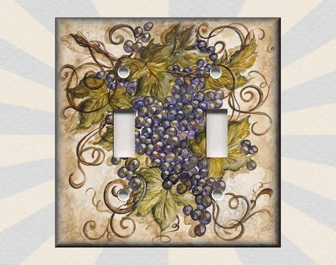 Purple Grapes Tuscan Kitchen Decor Metal Light Switch Plate - Etsy