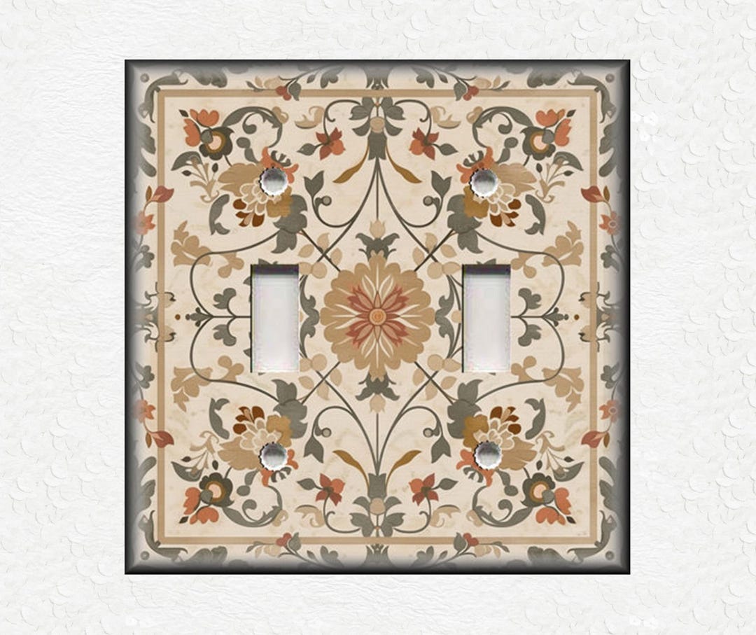 Neutral Colors Floral Design Metal Light Switch Plate Covers and Outlet ...