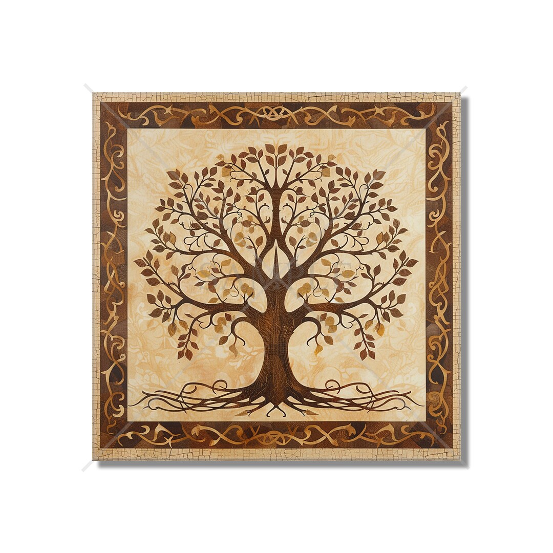 Tree of Life Design Ceramic Tile - Neutral Kitchen Backsplash - Tree ...