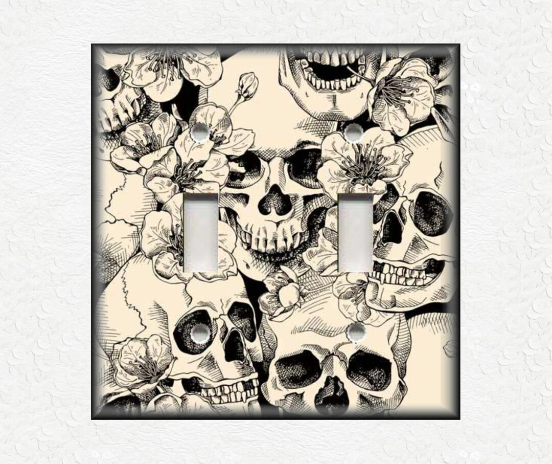Skull Design Switch Plate Cover Black and Tan - Decorative Matching ...