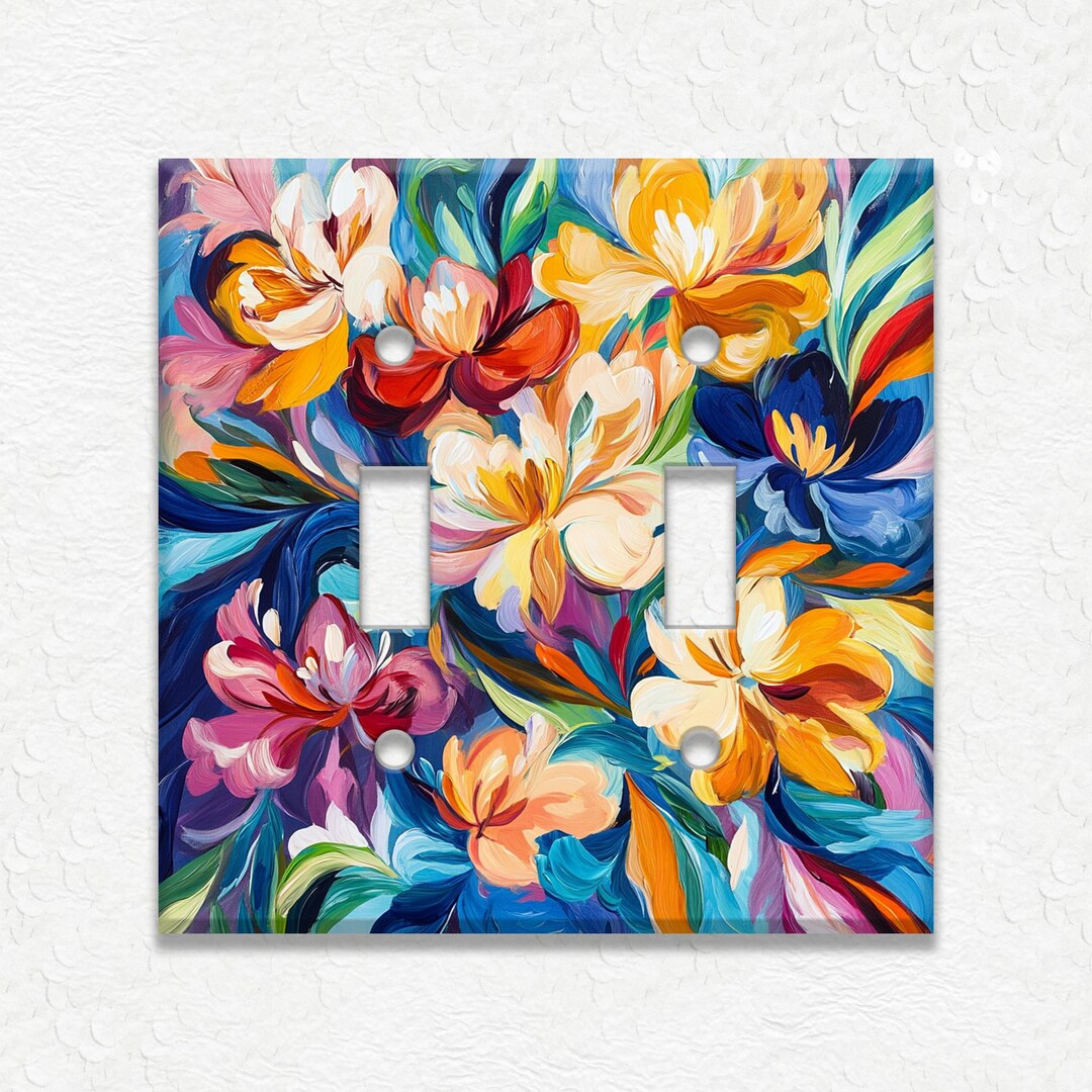 Painted Flowers Switch Plate Covers and Outlet Covers Light Floral ...