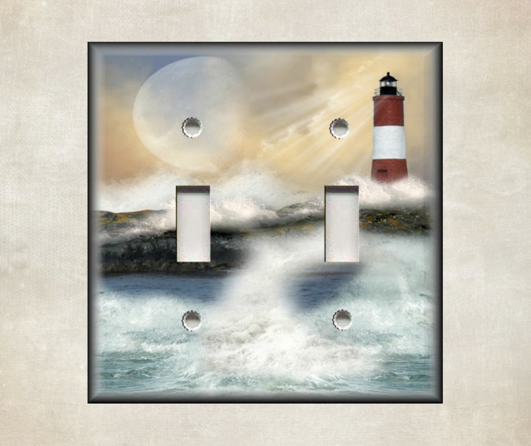 Lighthouse Switch Plate - Lighthouse Decor Nautical Beach Decor Coastal ...