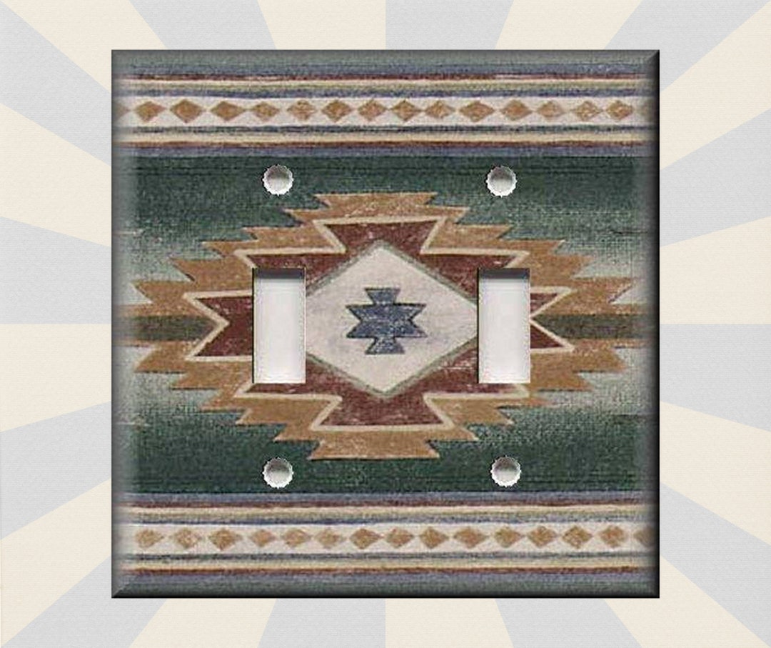 Southwestern Decor Pattern Tan Green Home Decor Southwestern - Metal ...