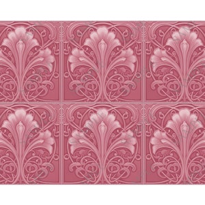 Ceramic Tile Kitchen Backsplash Tile - Pink Vintage Art Nouveau Design ...