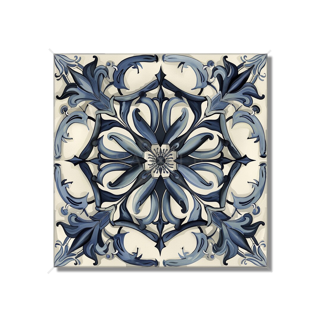 Blue Gray Beige Ceramic Tile - Patterned Tile Backsplash - Blue Kitchen ...
