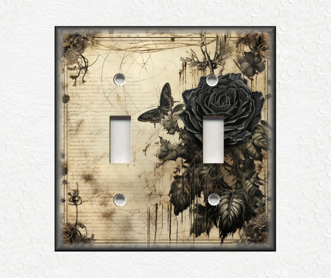 Gothic Design Light Switch Covers and Outlet Covers - Black Rose Design ...