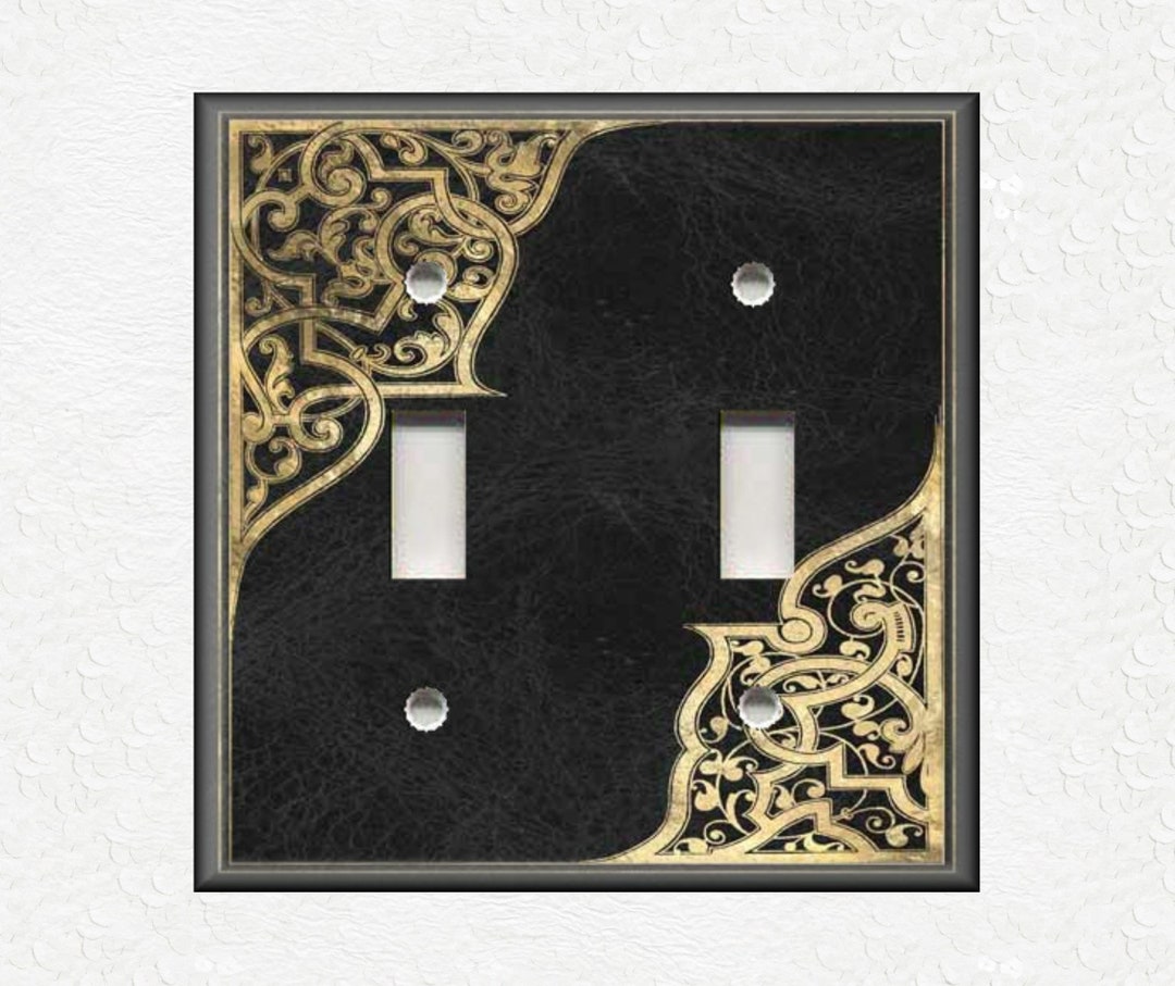 Art Deco Gold and Black Metal Switch Plate Covers and Outlet Covers Set ...