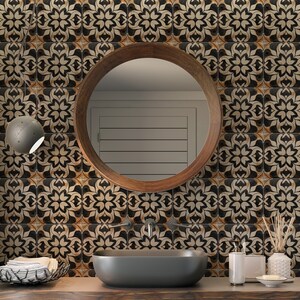 Rustic Black and Tan Ceramic Tile - Patterned Tile Backsplash - Kitchen ...