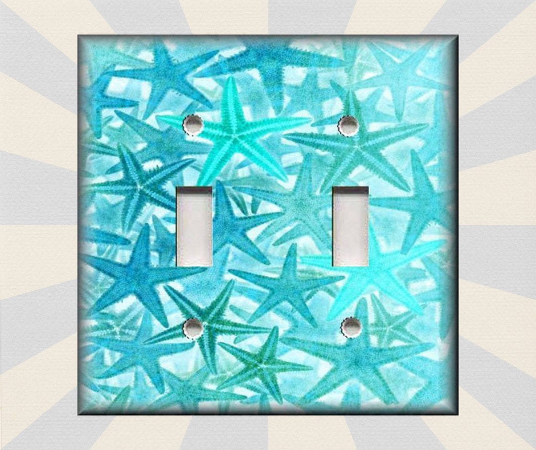Beach Switch Plates and Outlet Covers - Starfish Switch Plate Aqua Blue ...