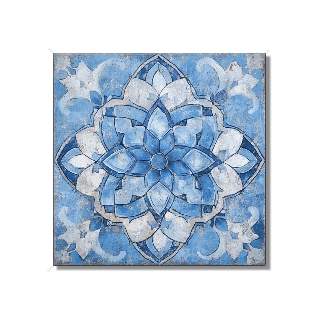 Blue Gray Ceramic Vintage Moroccan Tile Design - Blue Patterned Kitchen ...