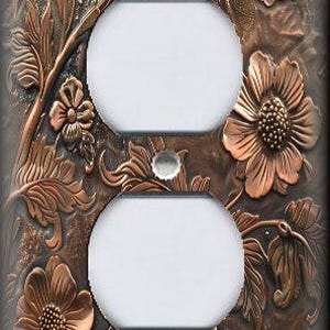 Copper Printed Floral Design - Metal Switch Plate Covers and Outlet ...