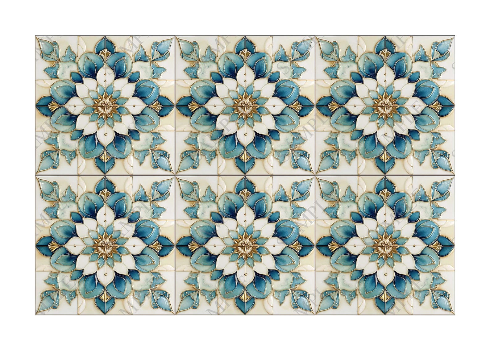 Antique Cream Blue Ceramic Tile Cream Patterned Kitchen Tile Patterned ...