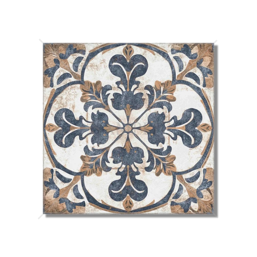 Blue Gray Tan Ceramic Tile - Unique Kitchen Backsplash Tile - Blue Grey ...