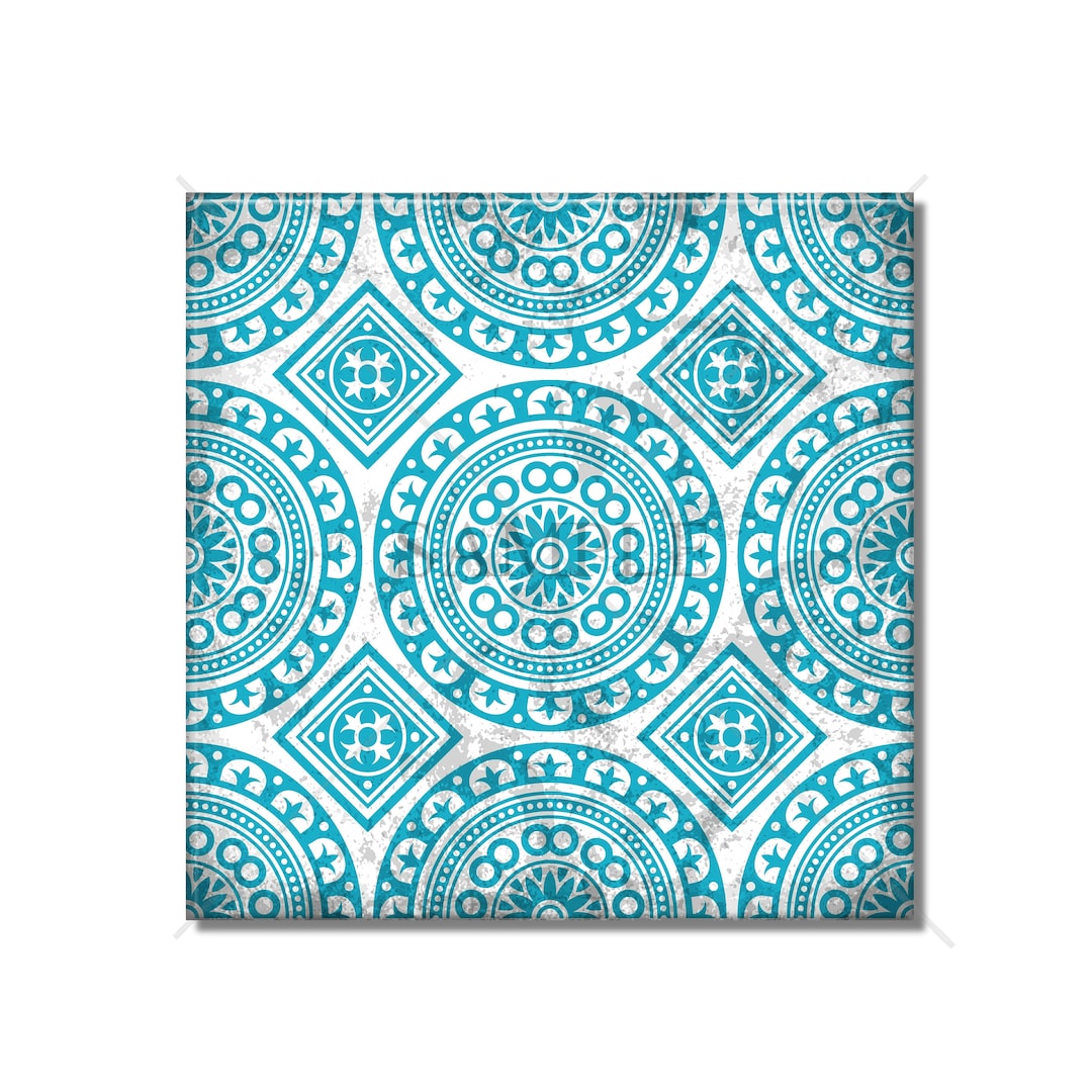 Turquoise Blue Green Decorative Patterned Ceramic Tile - Vintage Tile ...