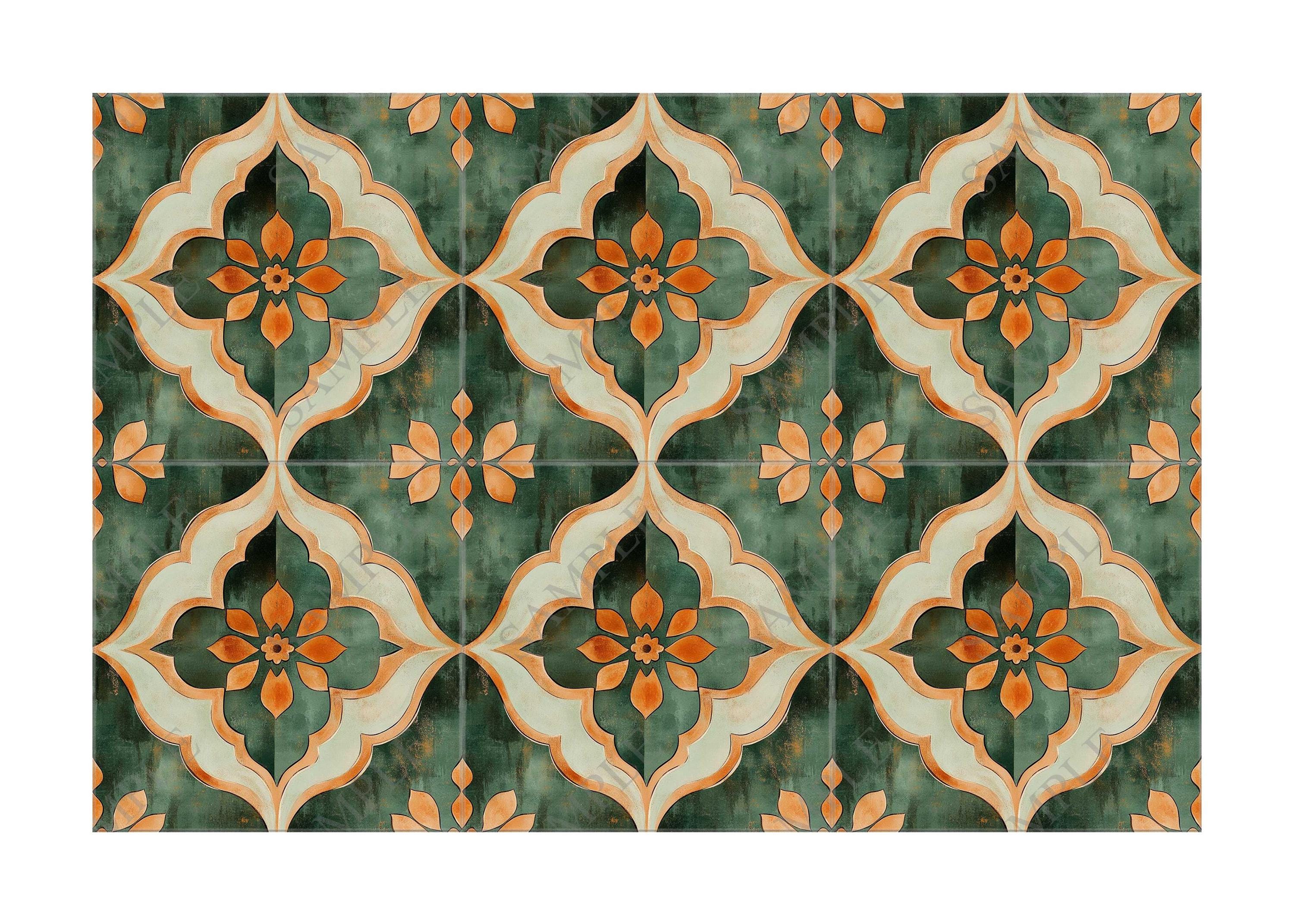 Green Copper Ceramic Tile - Vintage Aged Design Tile - Unique Green ...