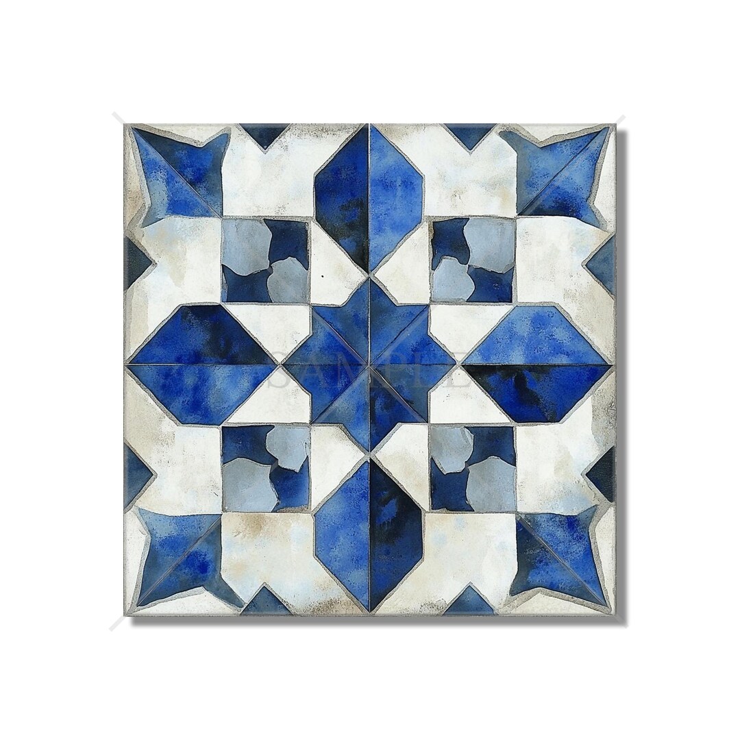 Blue off White Ceramic Tile - Vintage Moroccan Tile Design - Blue ...
