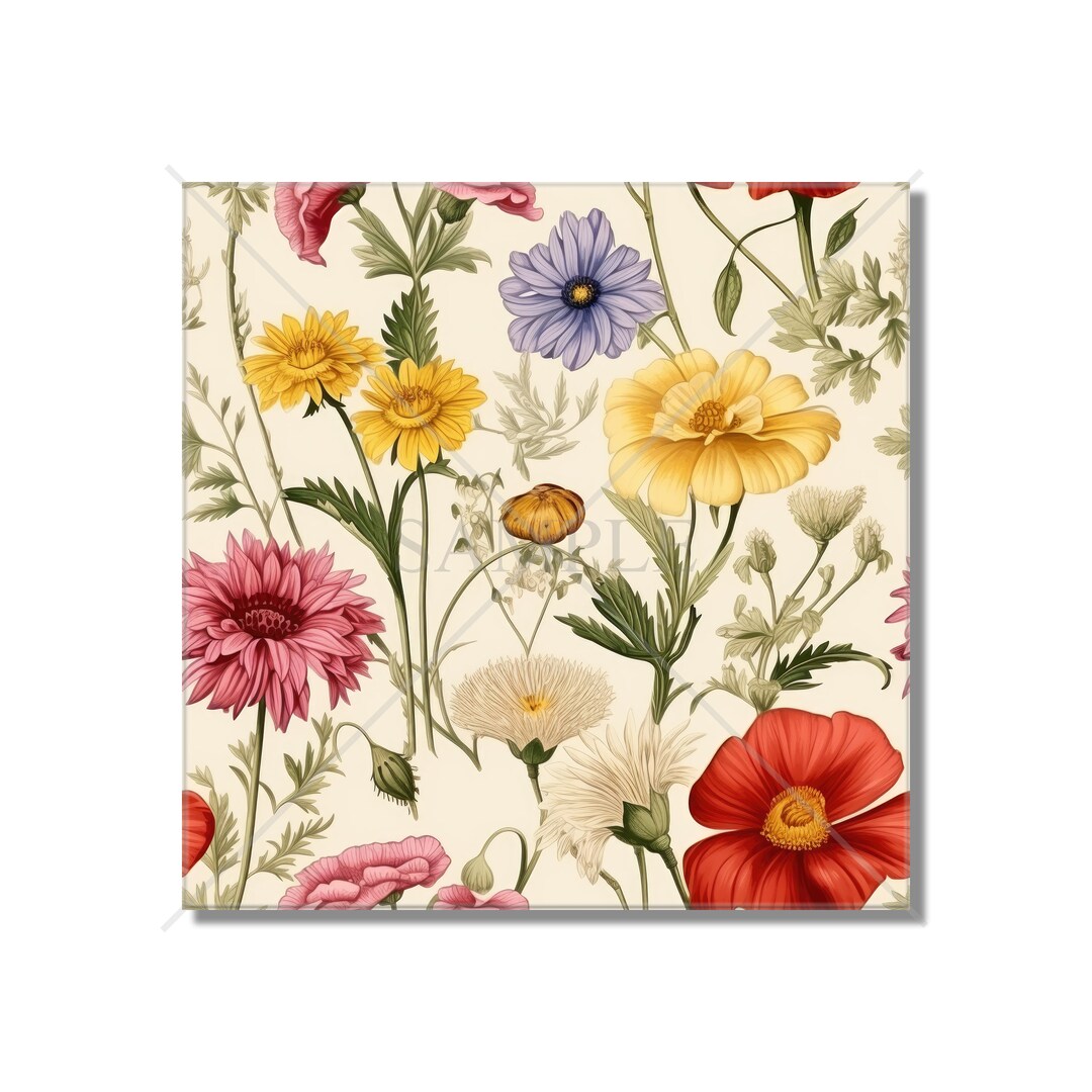 Botanical Floral Ceramic Tile Kitchen Backsplash Tile Bathroom Tile ...