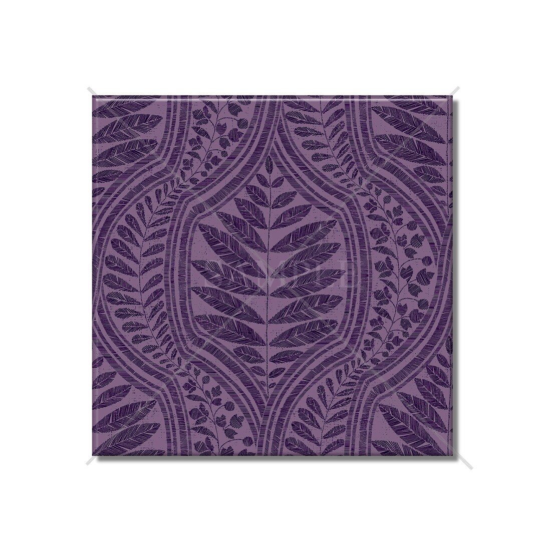 Purple Botanical Leaf Pattern Ceramic Tile - Leaf Design Ceramic ...