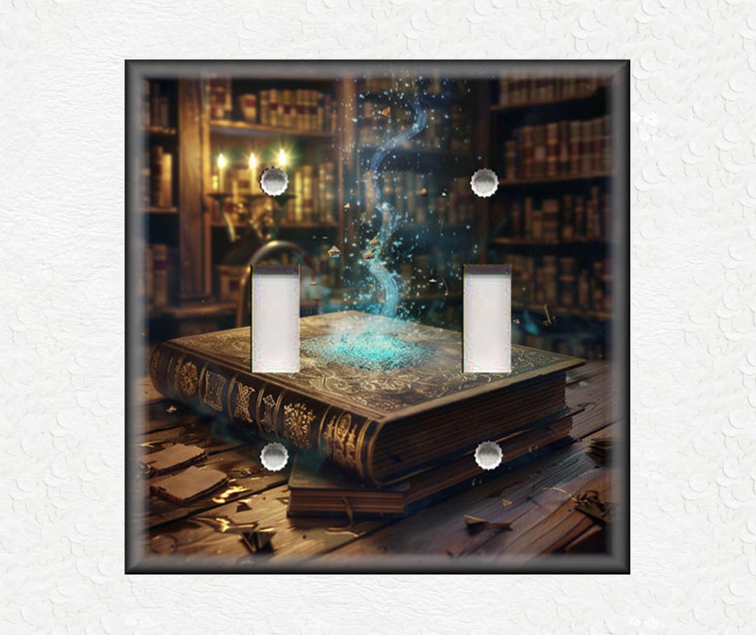 Magical Library Spell Book Design Metal Light Switch Plate Covers and ...