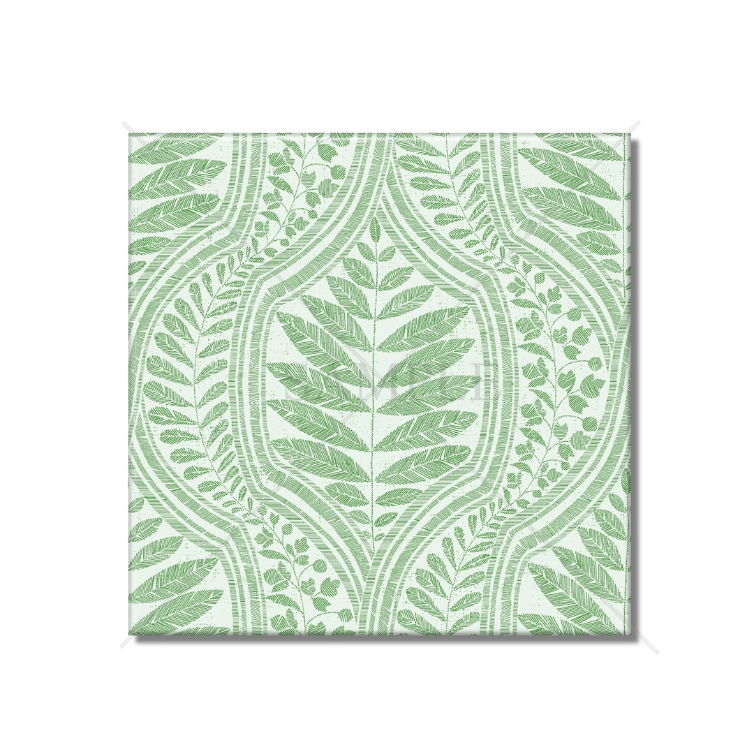 Green Botanical Leaf Pattern Ceramic Tile - Leaf Design Ceramic Kitchen ...