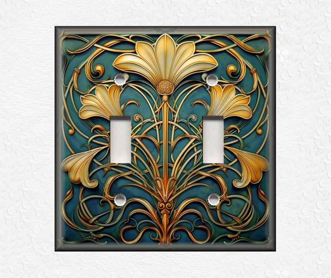 Antique Art Deco Design Metal Light Switch Covers and Outlet Covers ...