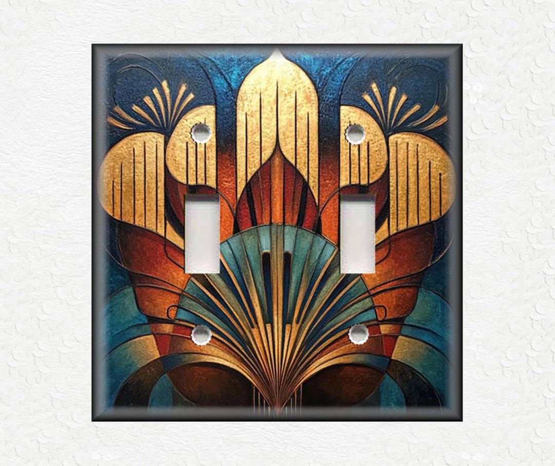 Vintage Art Deco Design Metal Light Switch Covers and Outlet Covers ...
