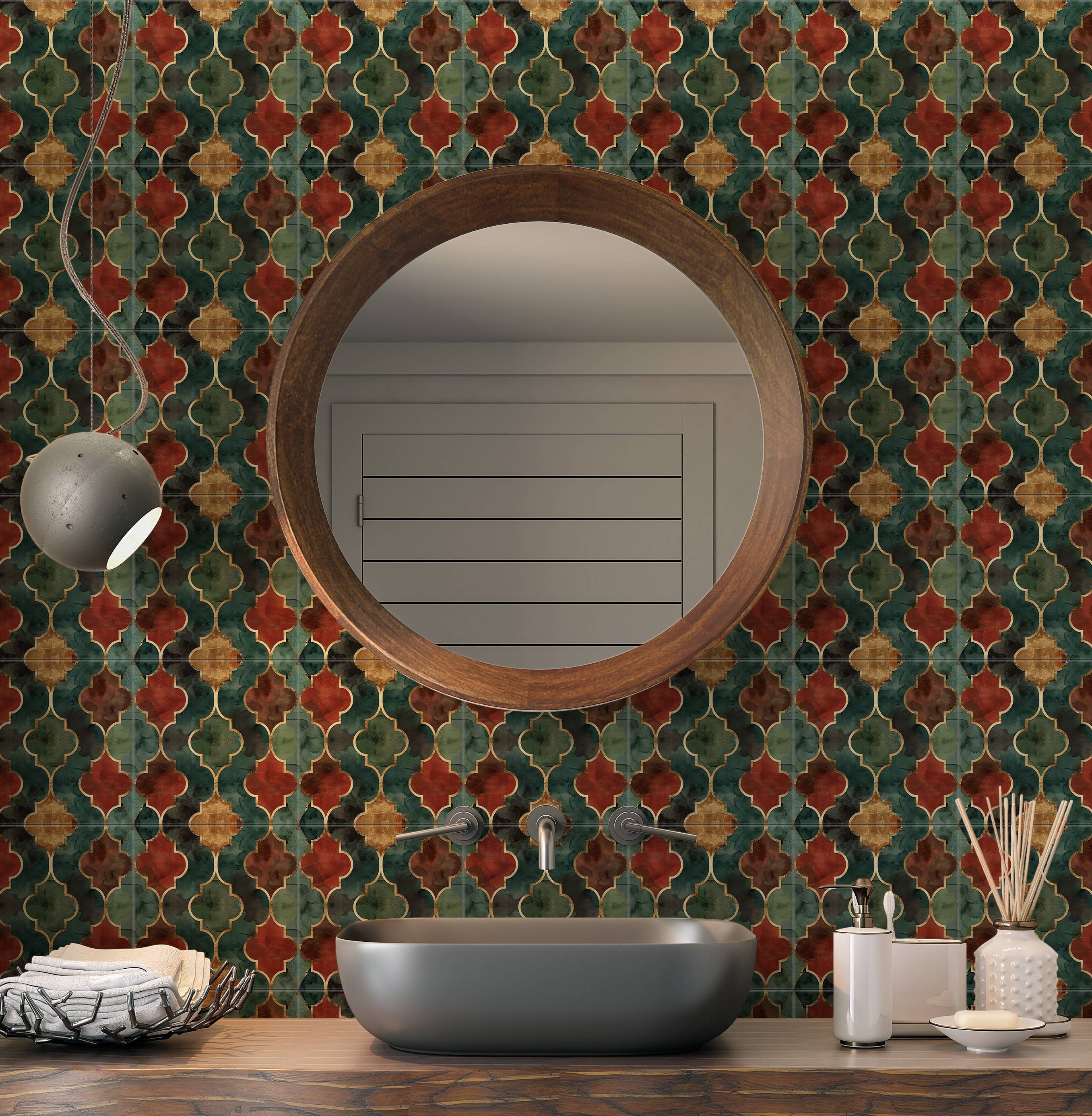 Green Copper Ceramic Tile Moroccan Kitchen Backsplash Tile - Bathroom ...