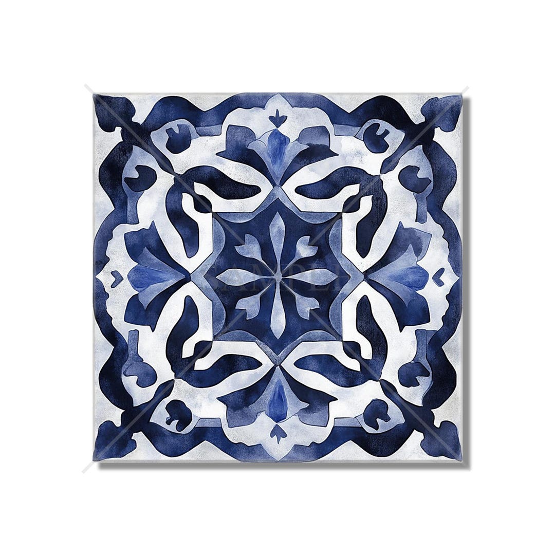 Navy Blue Ceramic Tile - Vintage Moroccan Tile Design - Kitchen ...