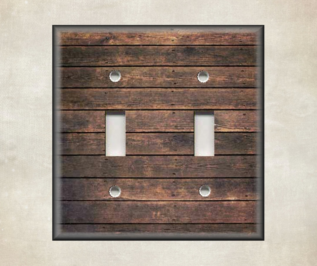 Rustic Wood Design Dark Brown - Metal Light Switch Cover - Switch Plate ...