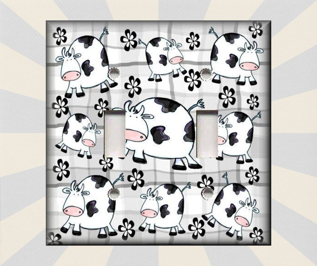 Country Farm Cow Switch Plate Covers Cow Home Decor Metal Light Switch ...