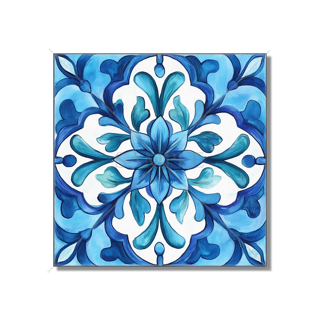 Patterned Blue Ceramic Tile Blue Kitchen Backsplash Tile Unique Ceramic ...