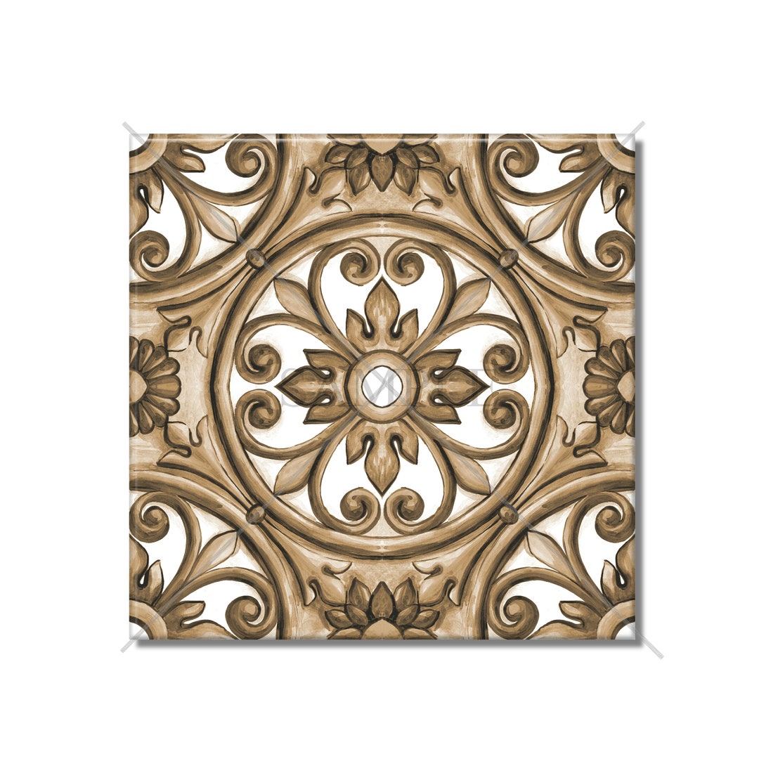 Decorative Tan White Ceramic - Tile Brown Decorative Italian Tile ...