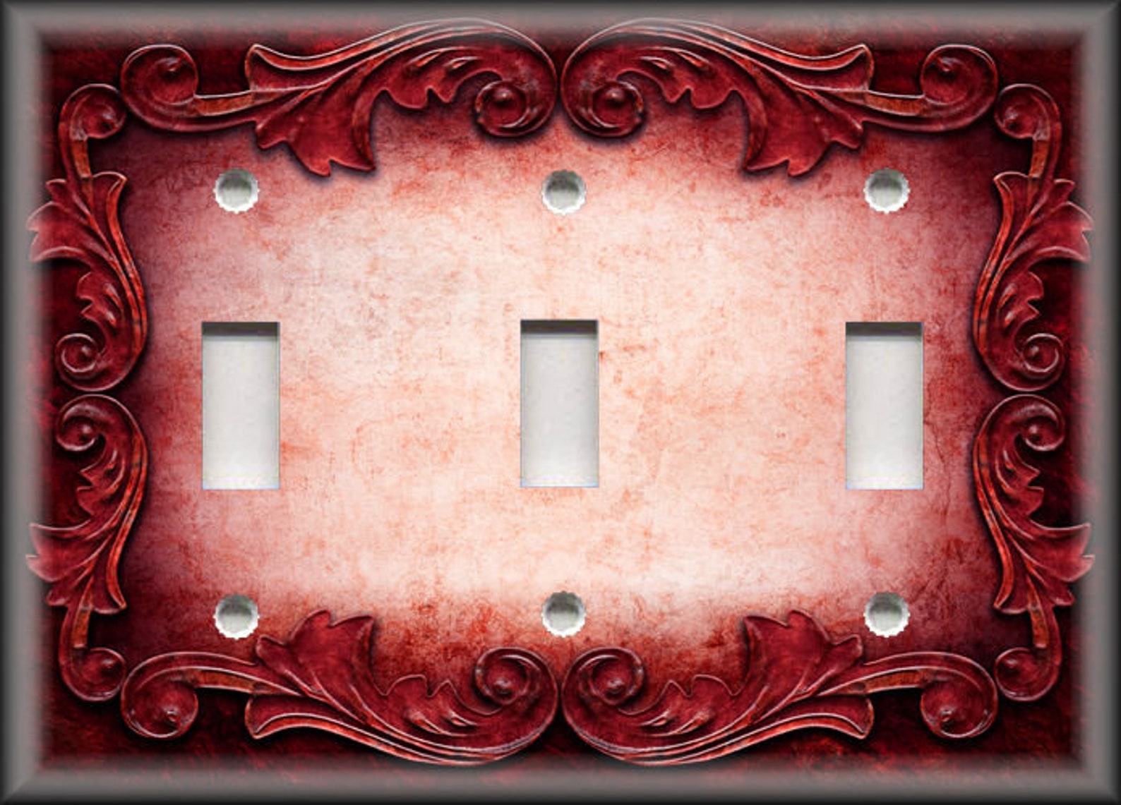 Ornate Frame Design Dark Red Metal Light Switch Plate Cover - Etsy