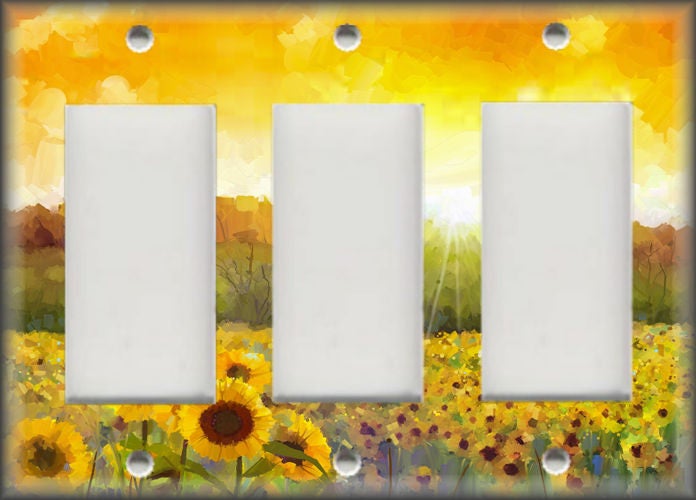 Sunny Tuscany Hills Sunflowers Art Home Decor - Metal Light Switch ...