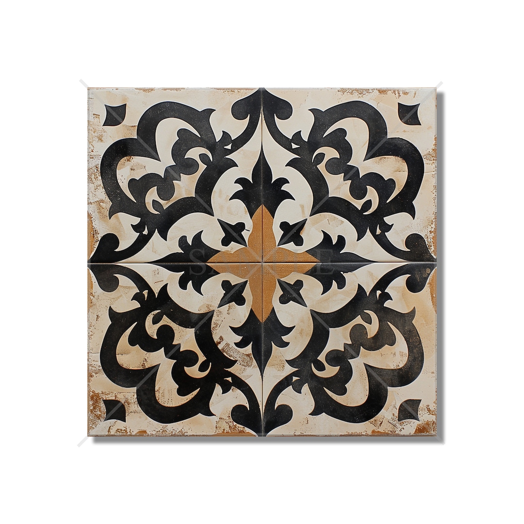 Rustic Black and Tan Ceramic Tile - Patterned Tile Backsplash - Kitchen ...