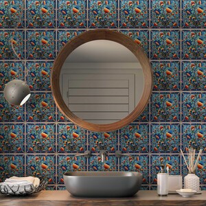 Blue and Red Ceramic Tile Turkish Design Kitchen Backsplash Tile ...