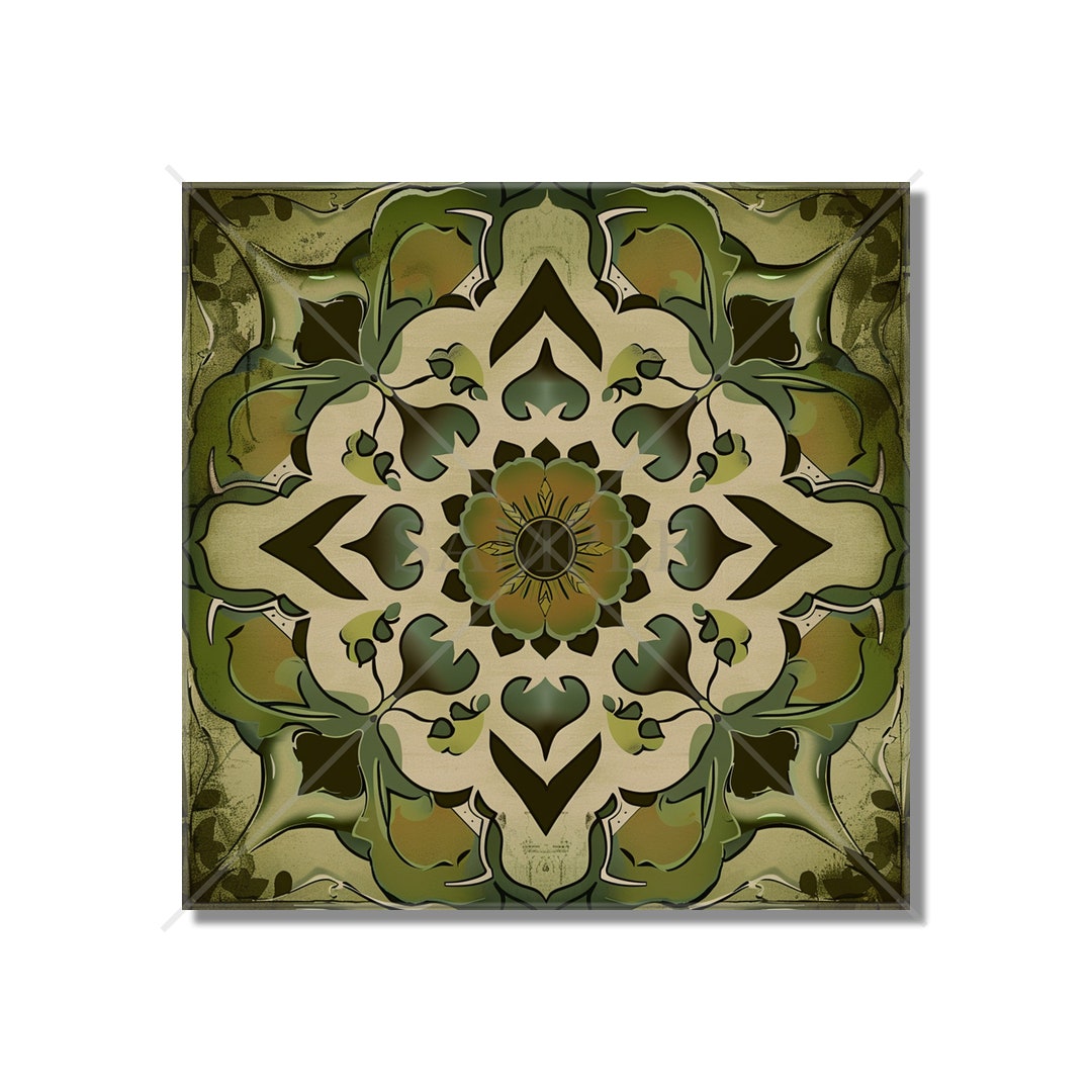 Green Tones Moroccan Ceramic Tile Design Green Kitchen Backsplash Tile ...
