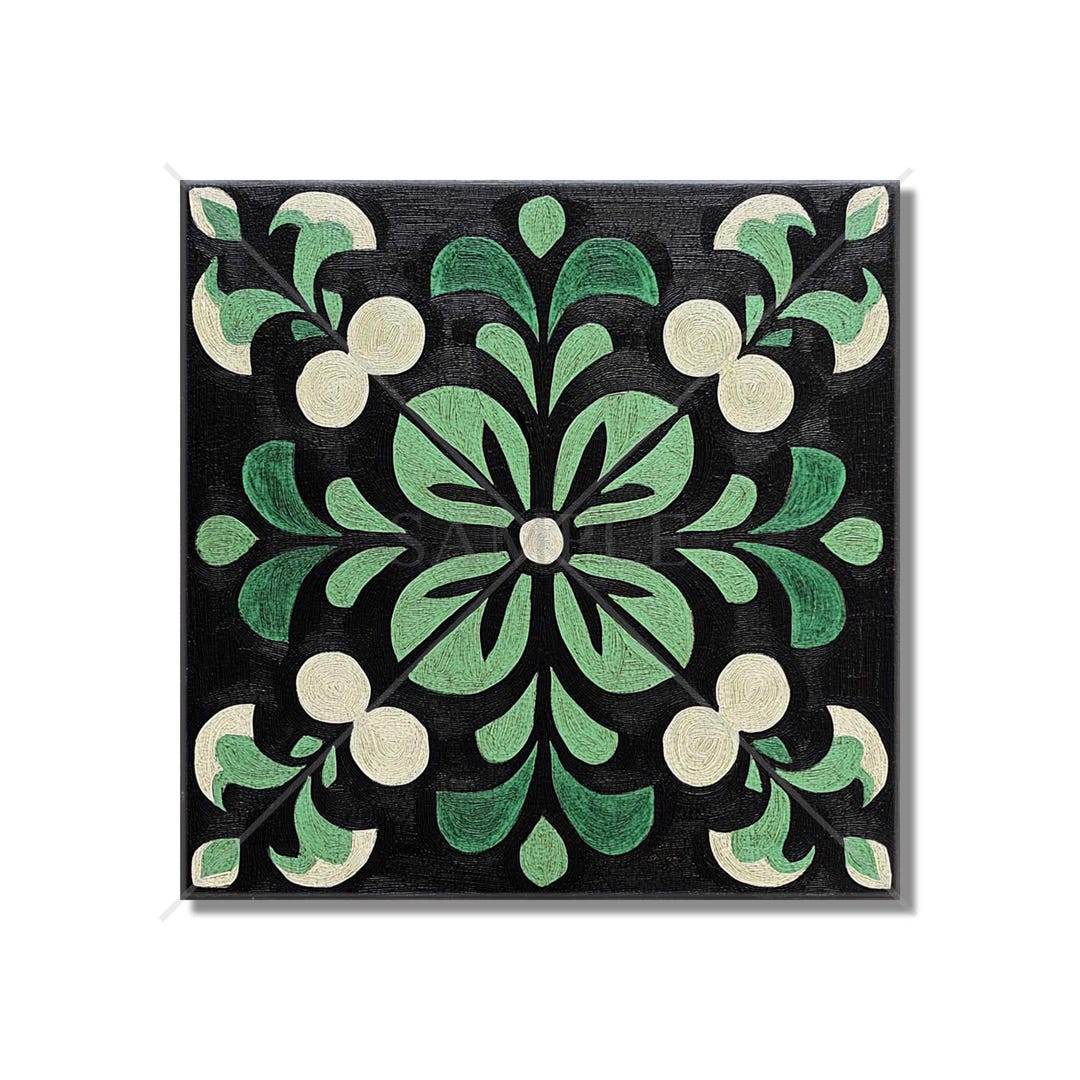 Dark Green Black Ceramic Tile Vintage Design Tile Unique Green Kitchen ...