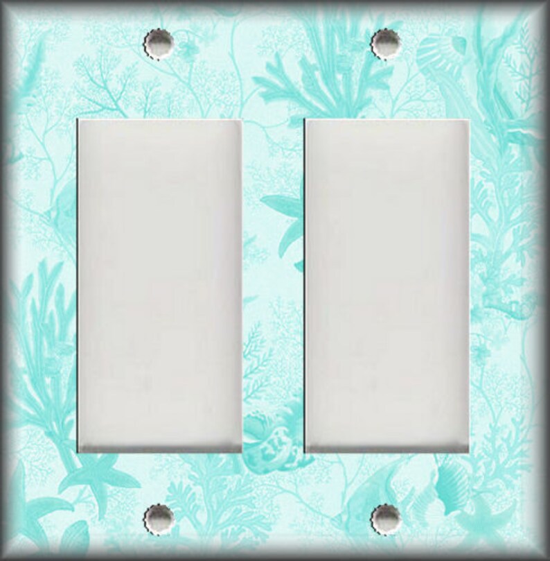 Beach Switch Plates and Outlet Covers - Beach Shells Fish Aqua Blue ...