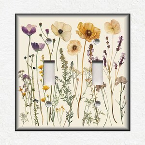 Pressed Flowers Wildflowers Design Metal Light Switch Plate Covers ...