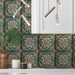 Dark Green Copper Ceramic Tile - Vintage Aged Design Tile - Unique ...