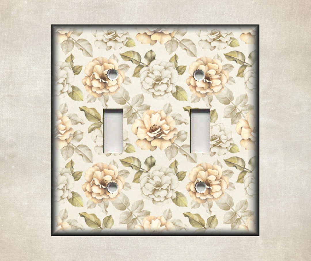 Neutral Tones Floral Design Switch Plate metal Light Switch Covers and ...