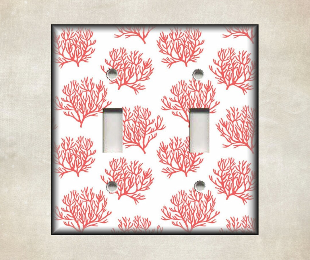 Beach Red Coral Design Switch Plate - Metal Light Switch Cover - Beach ...