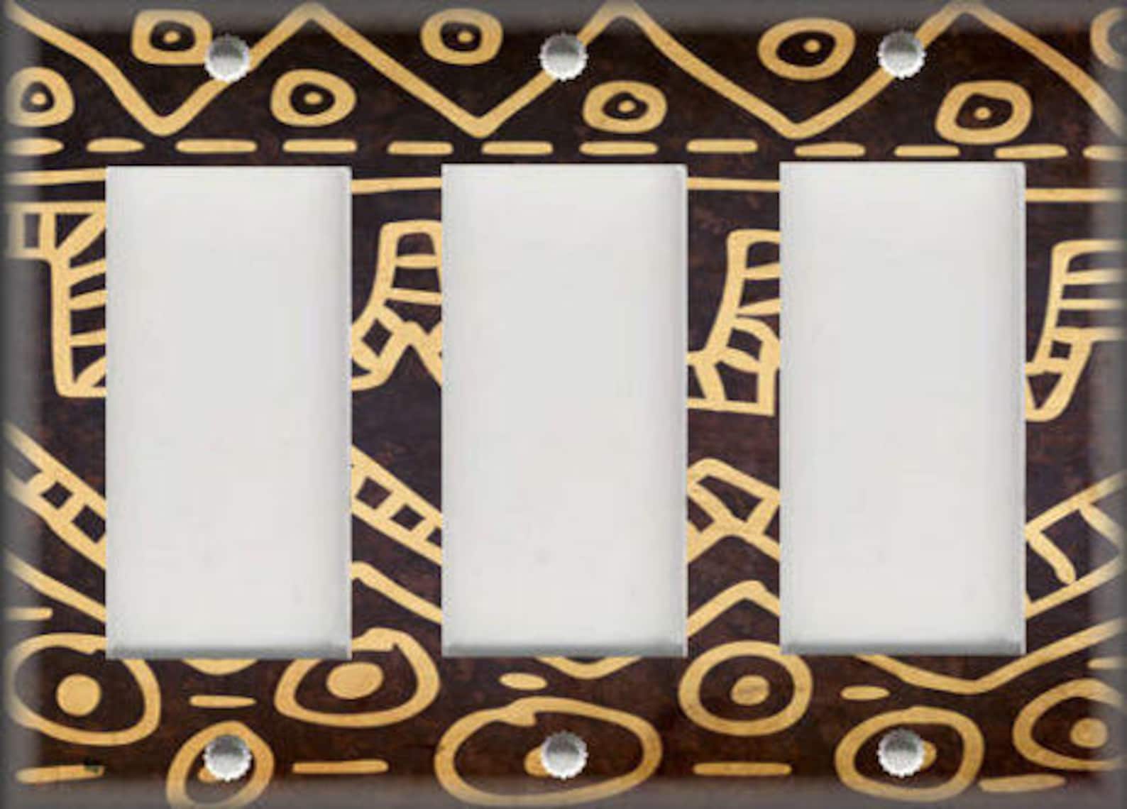 African Home Decor - Brown Tribal Print Tribal Metal Light Switch Plate ...