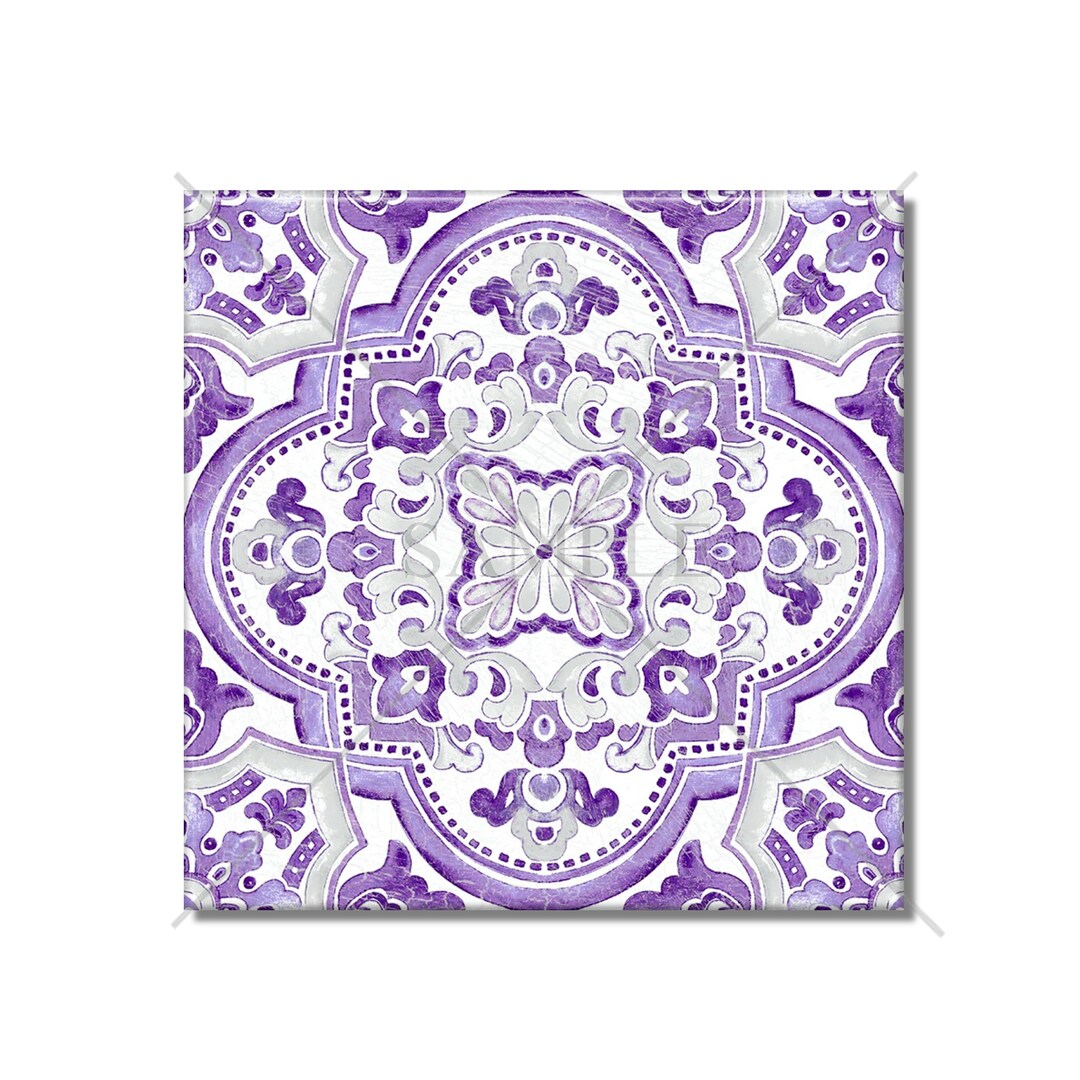 Purple and White Ceramic Tile Vintage Design Kitchen Backsplash Tile ...