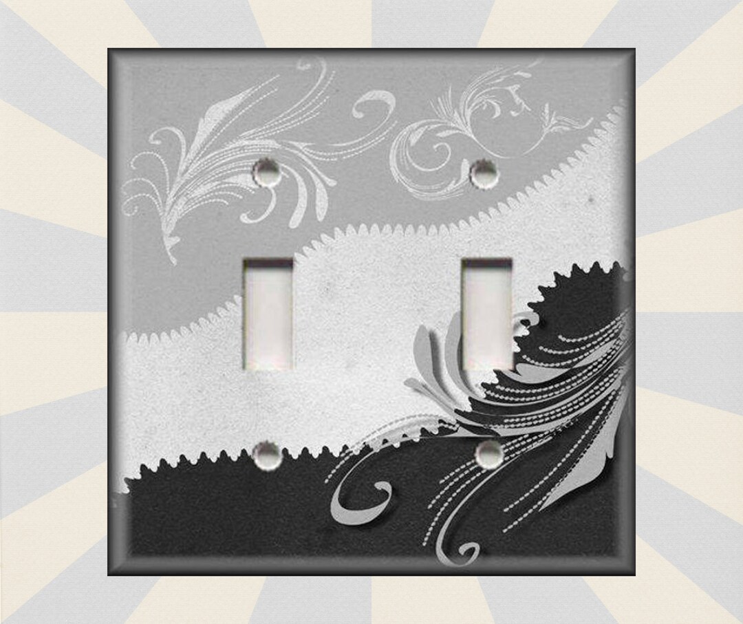 Metal Light Switch Plate Cover - Flourish Swirl Ombre Home Decor Grey ...
