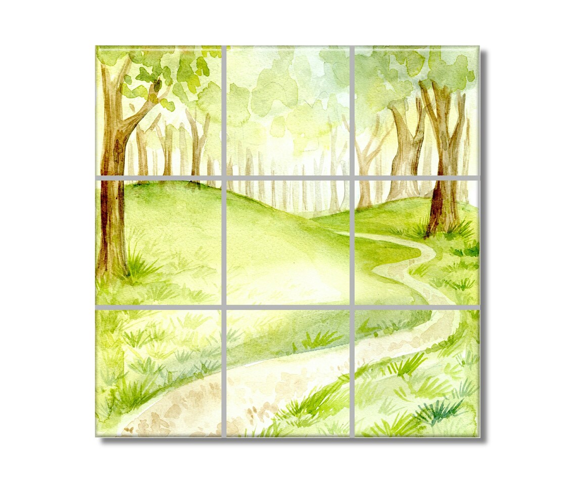 Ceramic Tile Mural Tile Mural Forest Trail Art Design Tile | Etsy