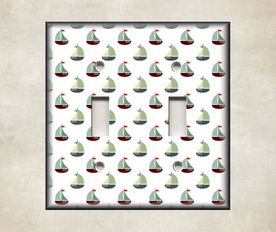 Nautical Beach Decor Sailboats Design Metal Light Switch Cover Beach ...