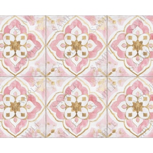 Pink Moroccan Ceramic Tile Pink and White Kitchen Backsplash Tile ...